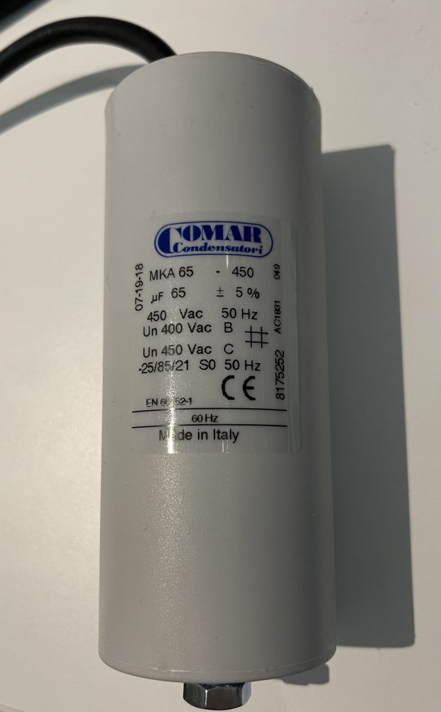 Comar Motor Run Capacitors 65uF Twin Lead